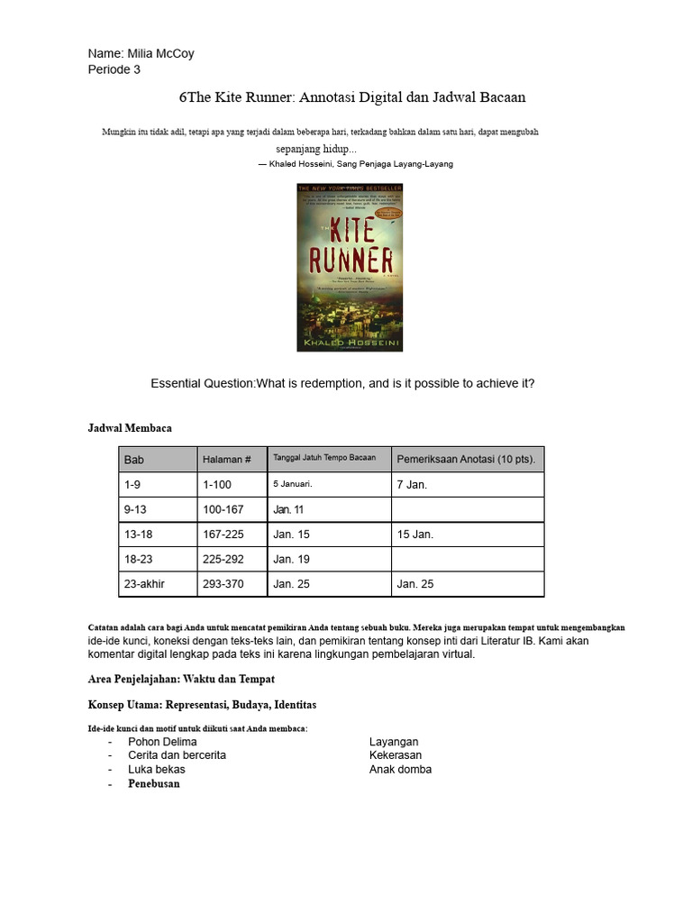 Milia Mccoy Sumber Anotasi Digital The Kite Runner | PDF