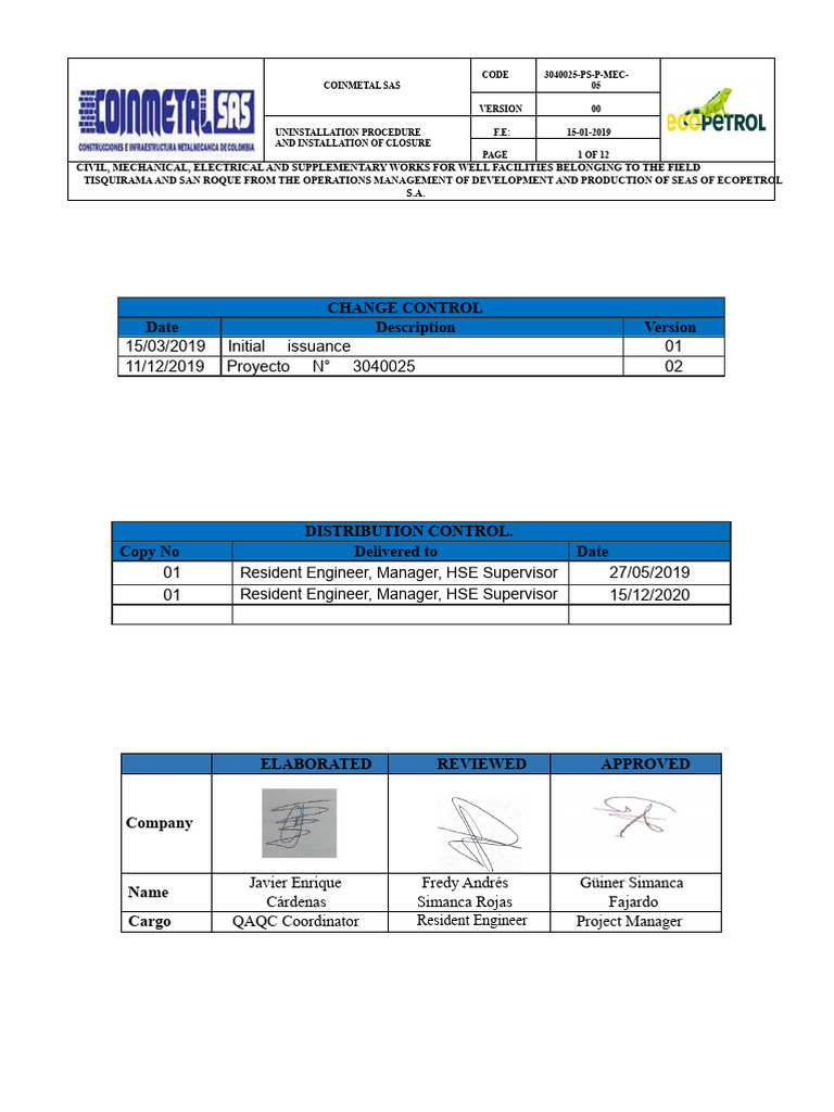 INSTALLATION AND UNINSTALLATION PROCEDURE FOR CLOSURES | PDF | Concrete | Personal Protective ...