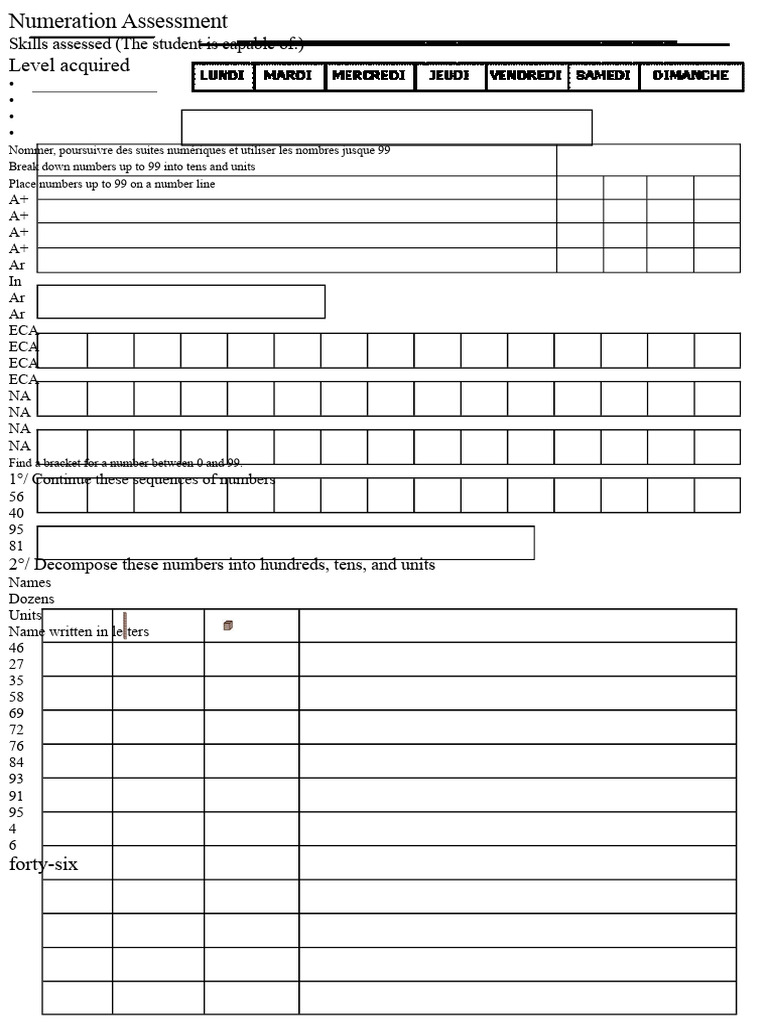 Maths Evaluations - Period 1 - Grade 1 | PDF | Mathematics