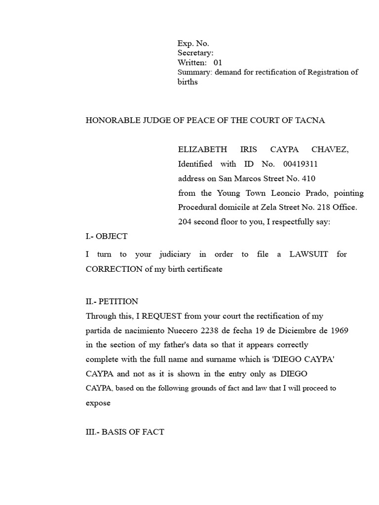 Request For Rectification of Entry | PDF | Judge | Birth Certificate