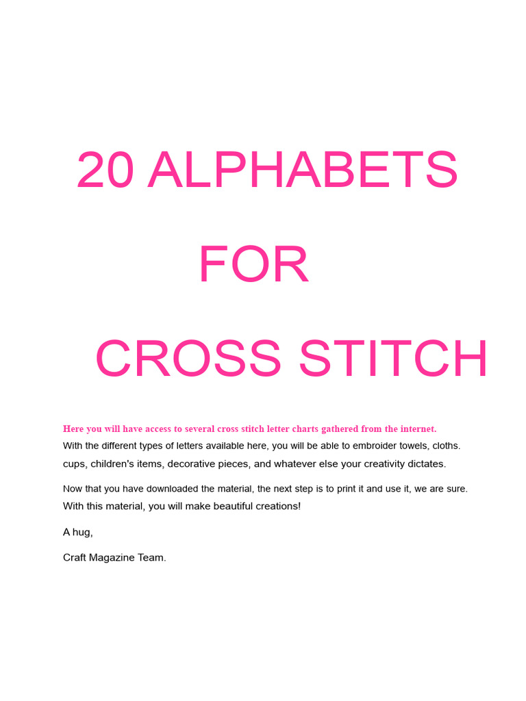 20 Cross Stitch Alphabet Charts | PDF