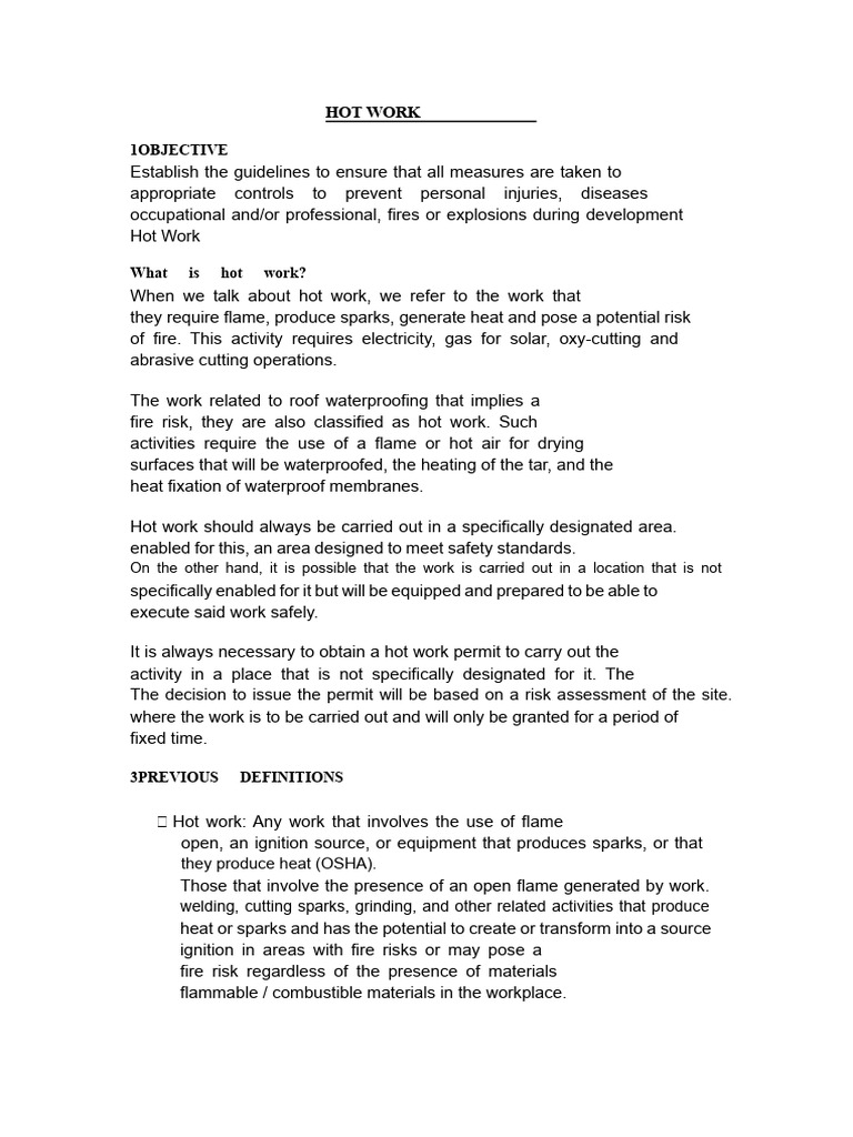 Hot Work Safety Guidelines and Procedures | PDF | Welding | Construction