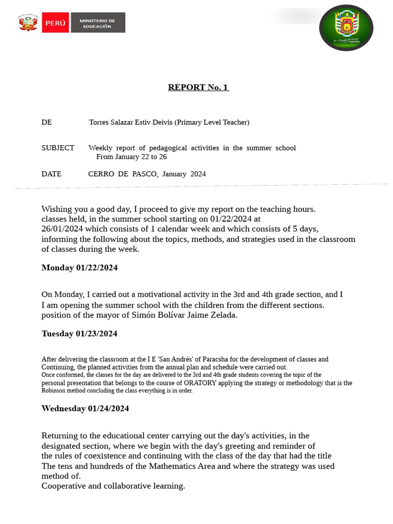 Weekly Report On School Supplies | PDF | Methodology | Procedural Knowledge