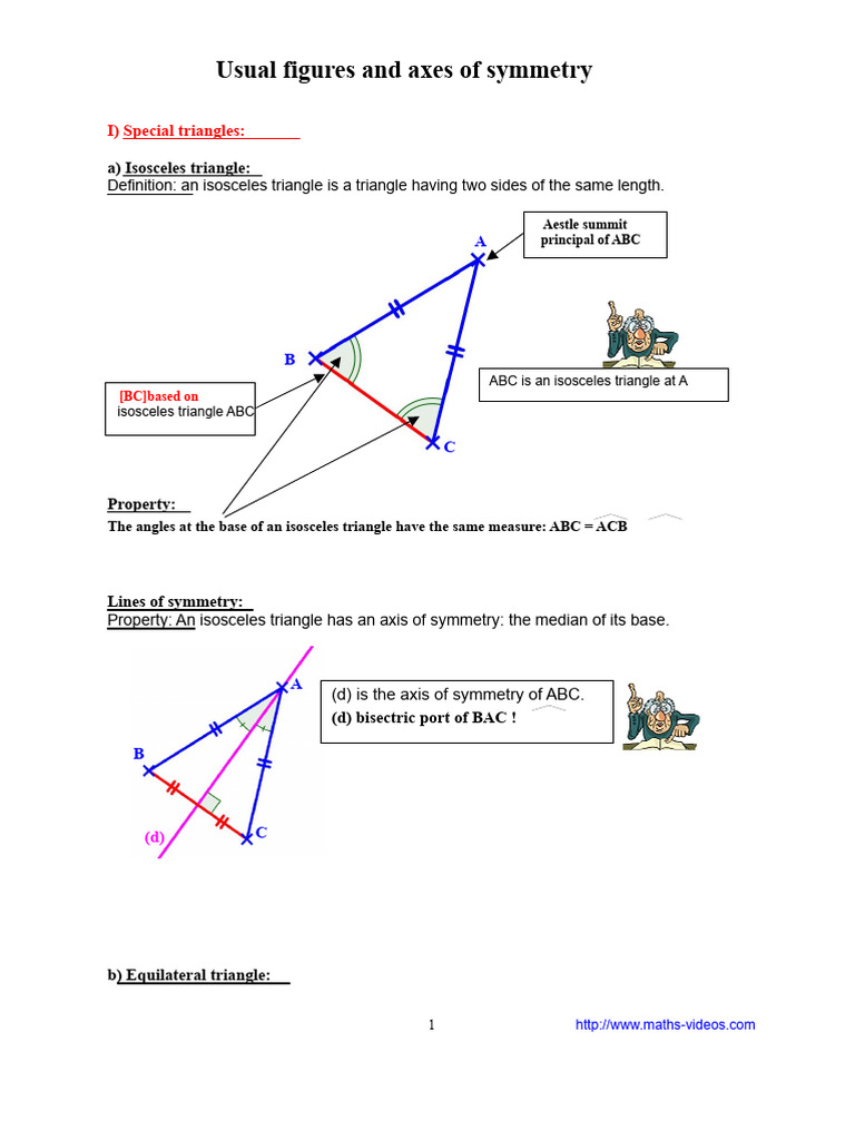 usual figures and axes of symmetry (6th grade) | PDF | Rectangle | Triangle