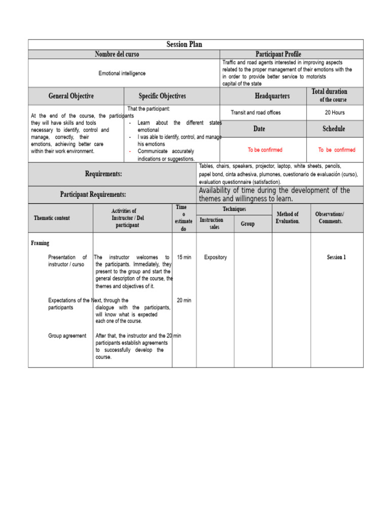 Emotional Intelligence - Session Plan | PDF | Intelligence | Evaluation