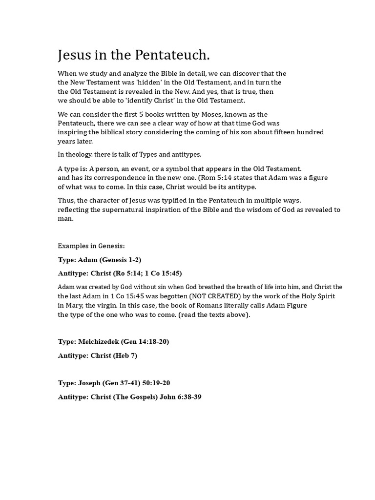 Jesus in The Pentateuch | PDF | Jesus | Old Testament