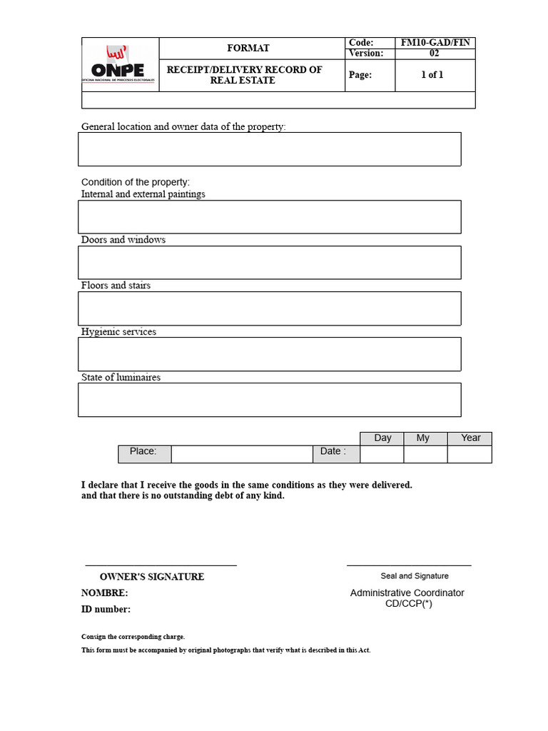 Deed of Receipt - Delivery of Real Estate | PDF