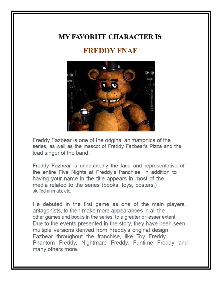 Freddy Fazbear: Icon of FNAF Series | PDF