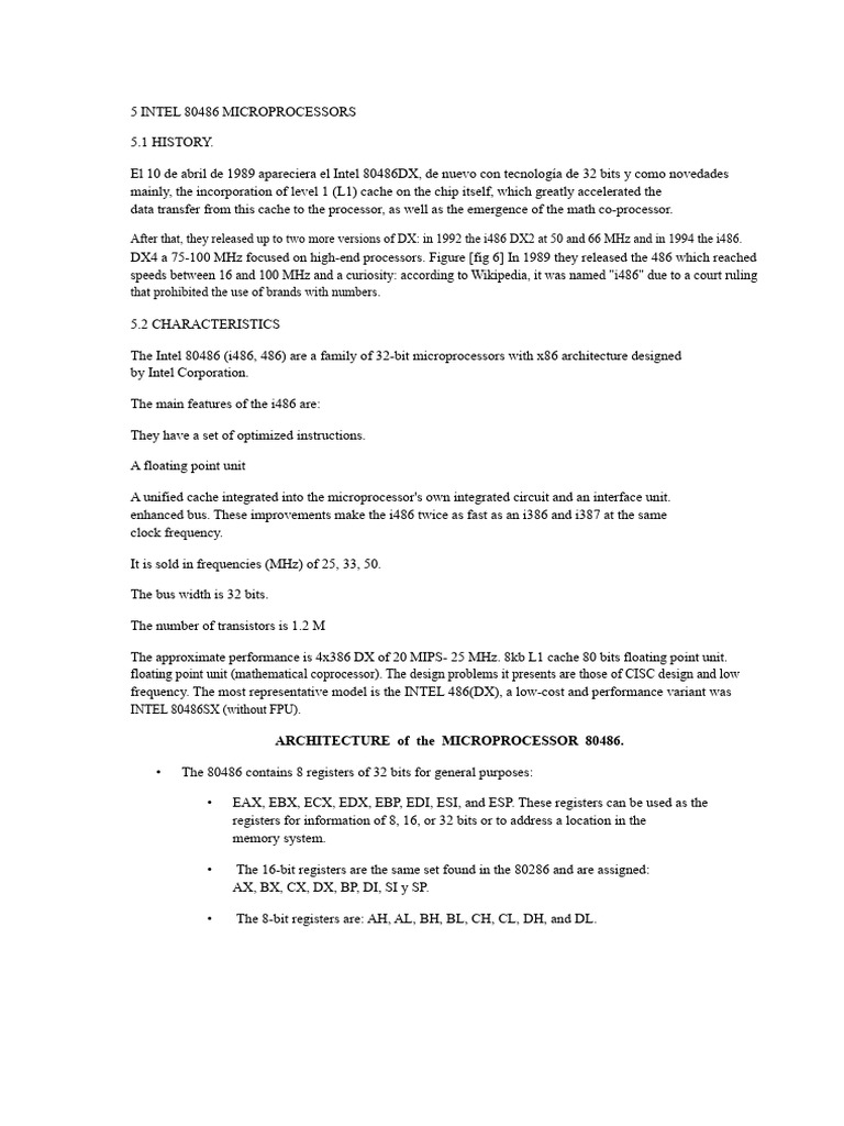 5 INTEL 80486 MICROPROCESSOR.docx | PDF | Computer Memory | Computer Data