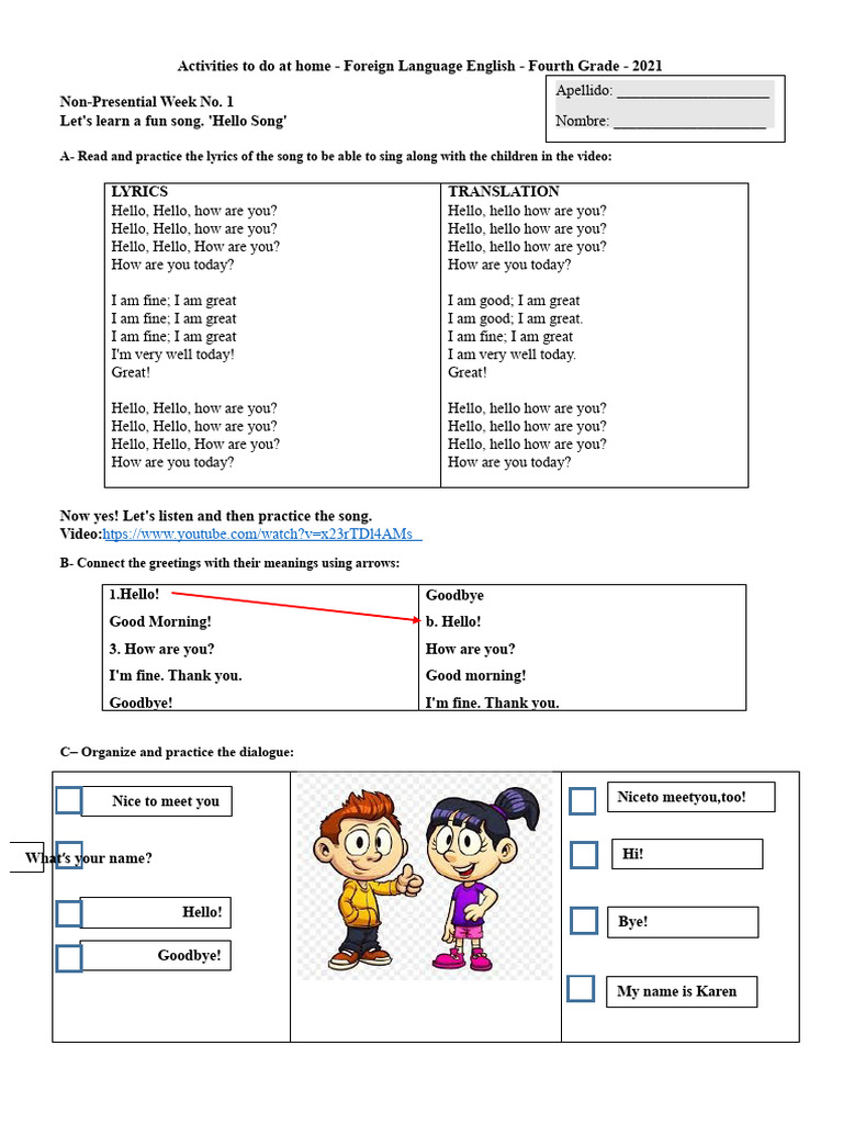 4th Grade Week 1 Activities To Do at Home | PDF