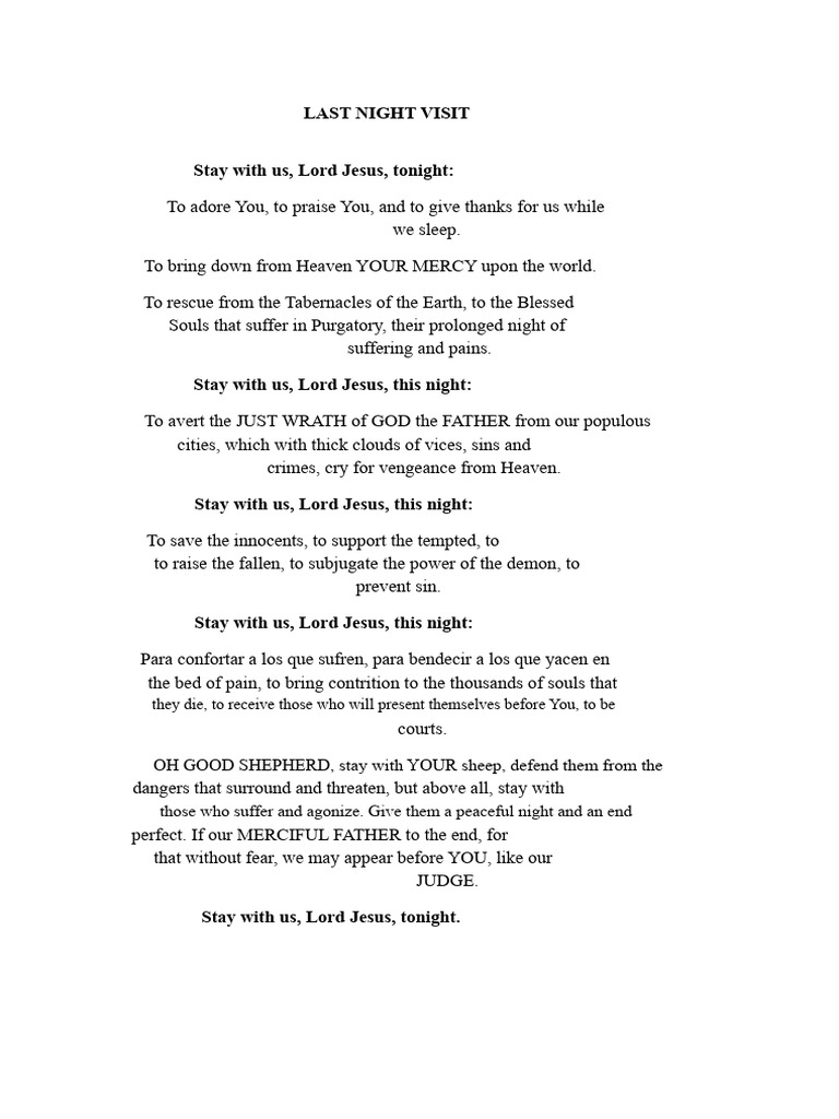 Last Night Visit Sentence | PDF
