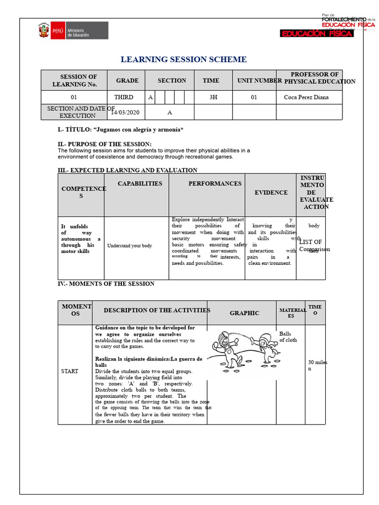 Third Grade Physical Education Session | PDF | Learning | Cognition