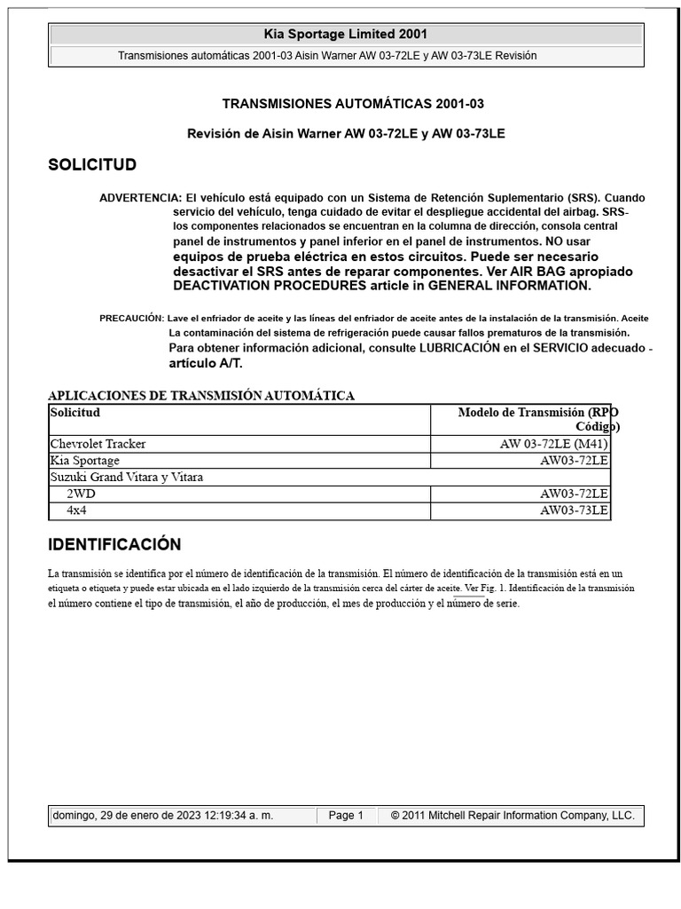Aw 03 72le Aw0373le | PDF | Transmisión automática | Embrague