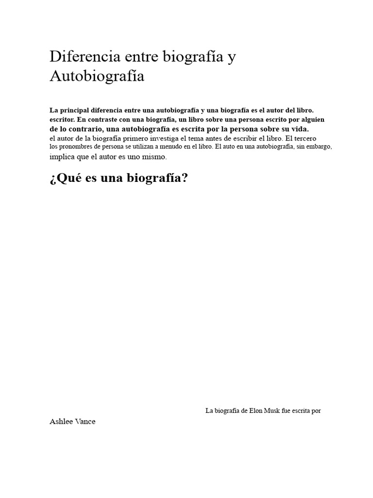 Autobiografía vs. Biografía | PDF | Autobiografías | Biografía