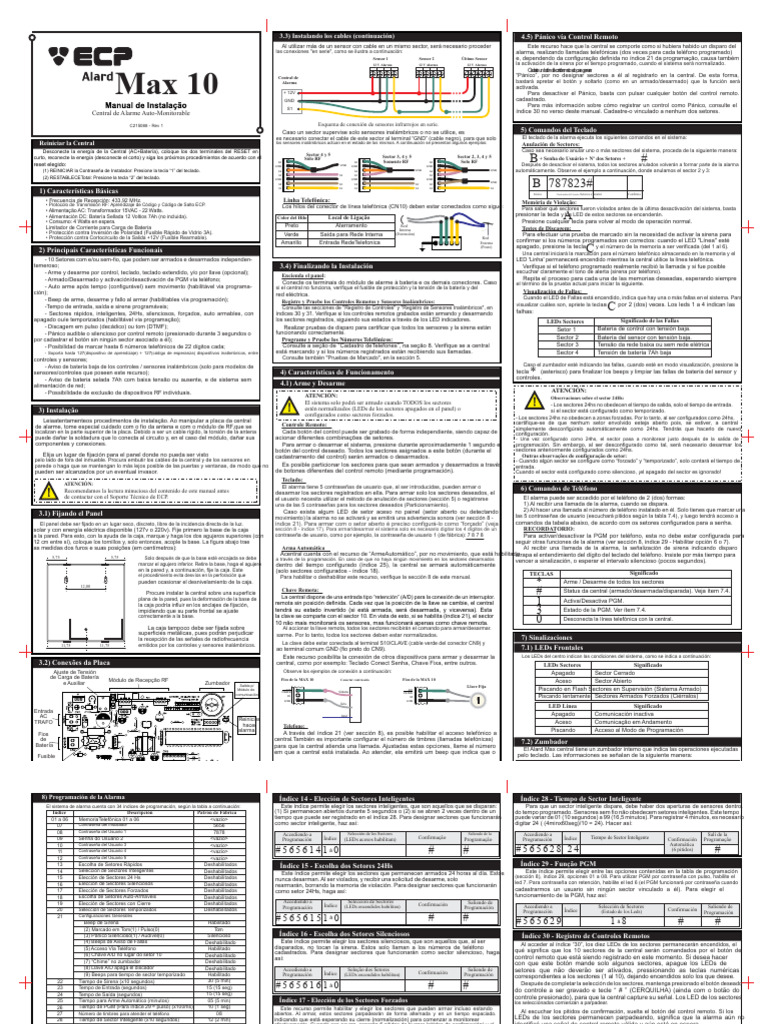 Manual Central Ecp Max10 PDF | PDF | Contraseña | Diodo emisor de luz