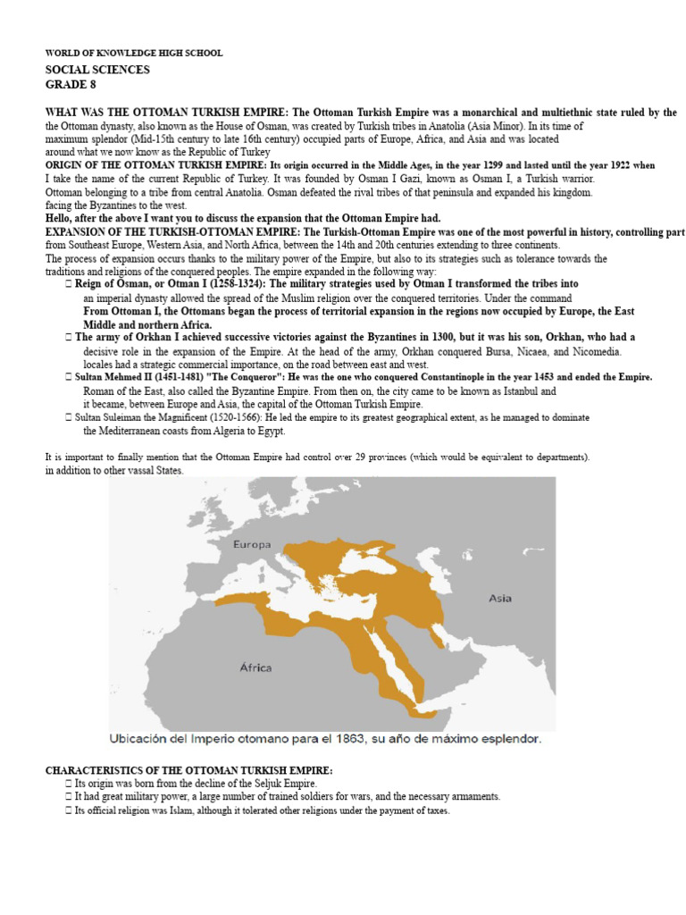 Ottoman Empire Overview for Grade 8 | PDF | Ottoman Empire | Turkey