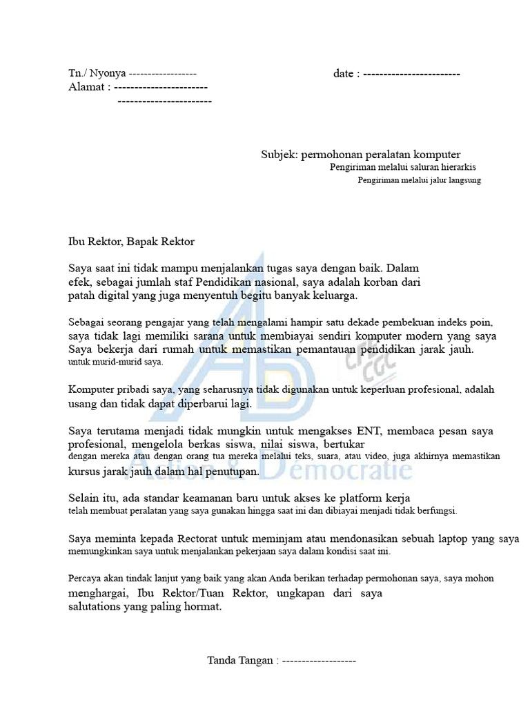 Doc-4-ULTIM-Model-surat-permintaan-peralatan-informatika-ke-Rectorat | PDF