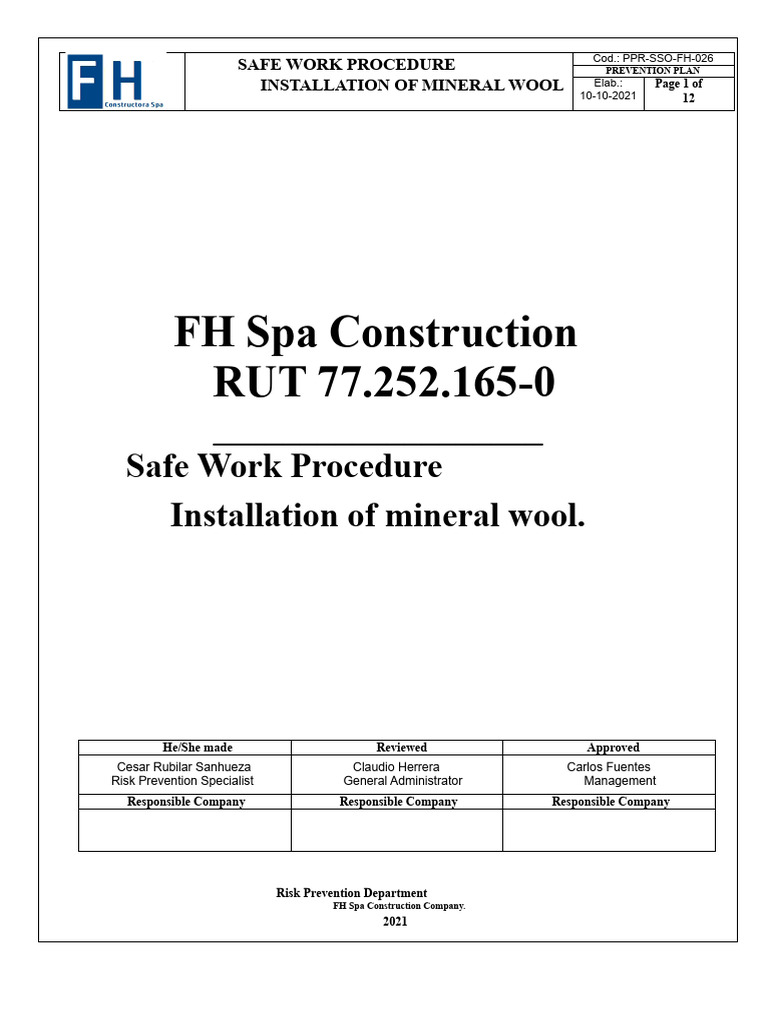 P.T.S Mineral Wool Installation | PDF | Personal Protective Equipment ...