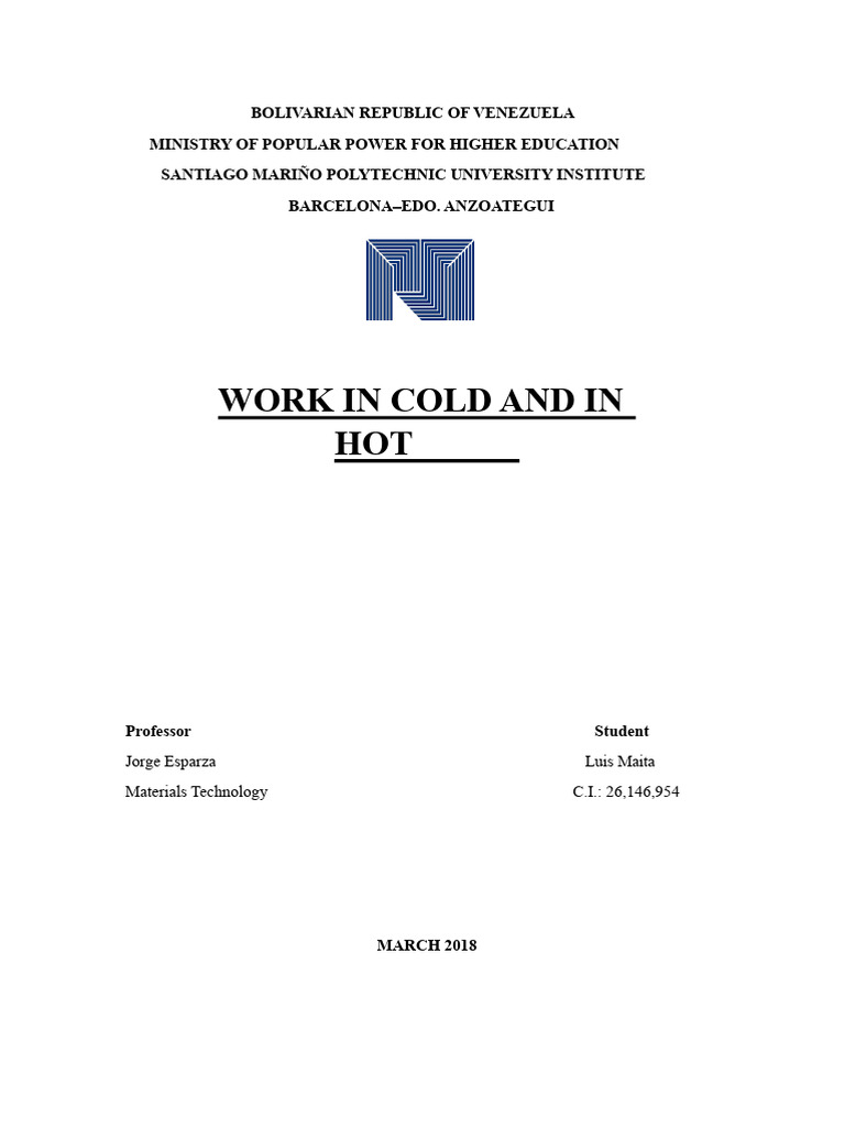 Cold and Hot Work | PDF | Deformation (Engineering) | Plasticity (Physics)