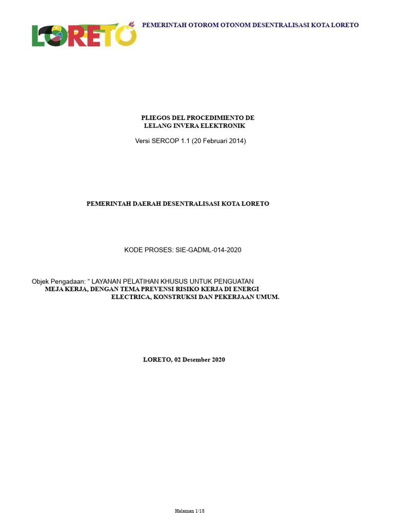 Contoh Lelang Terbalik Elektronik | PDF