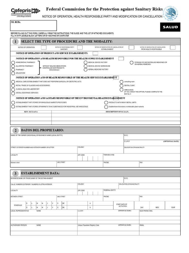 Notice of Operation of Health Responsible and of Modification or ...