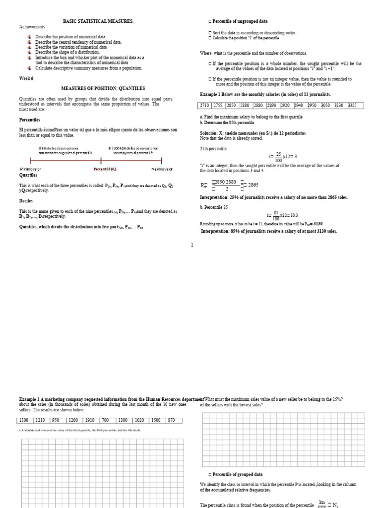Weeks 6 7 8 9exp | PDF | Mode (Statistics) | Median