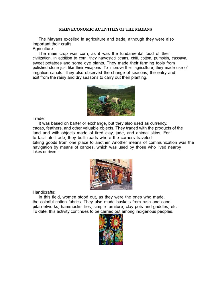 Main Economic Activities of The Mayans | PDF | Agriculture | Government ...
