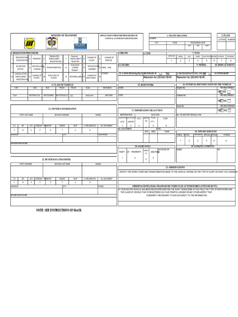 Vehicle Transfer Form | PDF | Vehicles | Truck