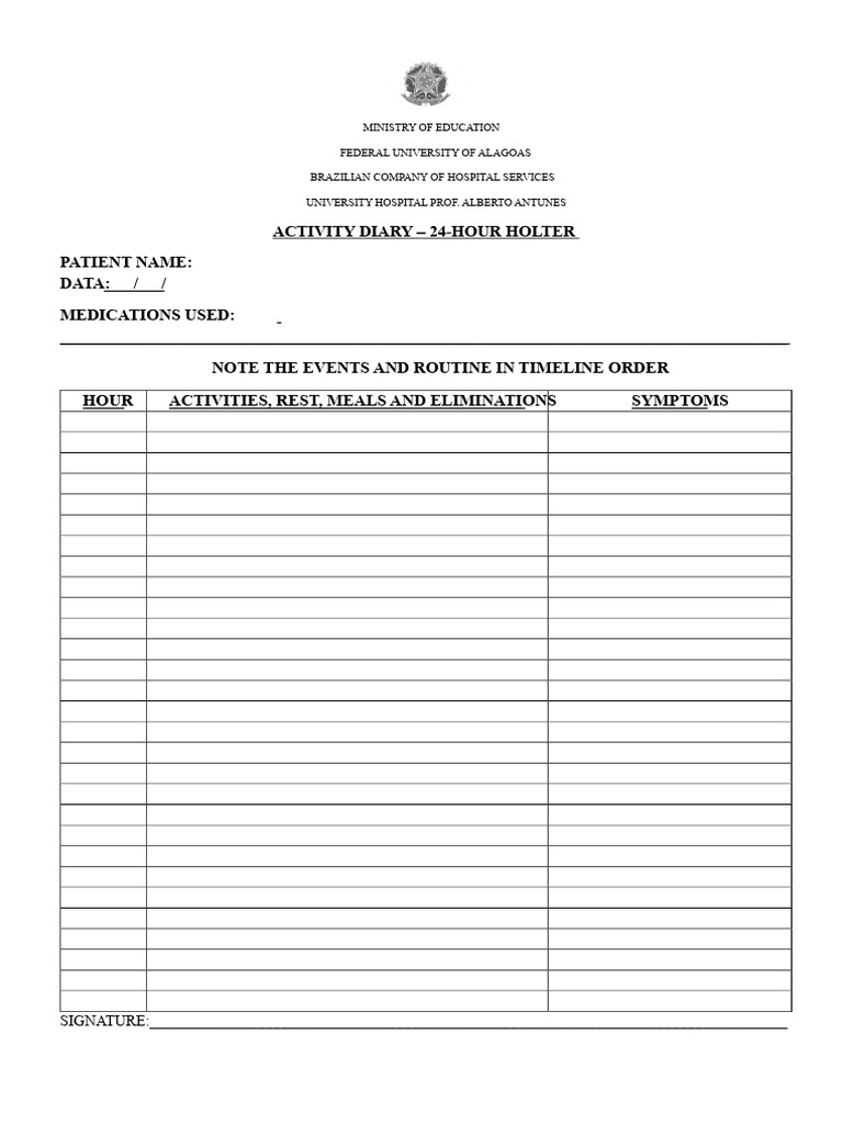 Activity Diary - Holter | PDF