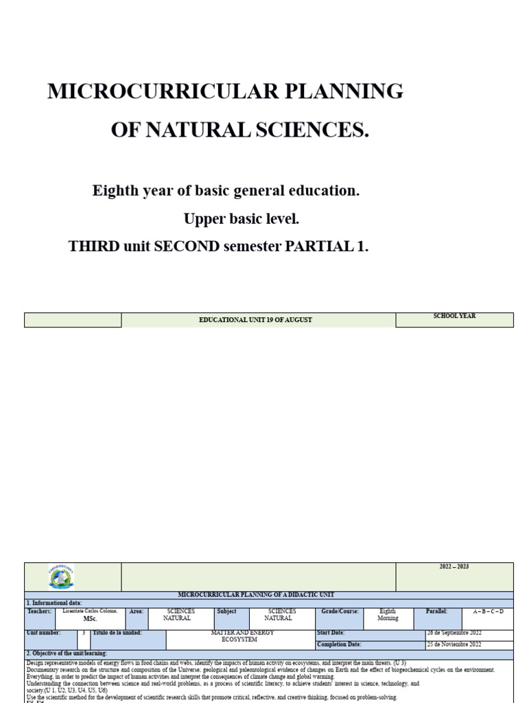Natural Sciences Planning 8th Grade. WEEK 1Q 1P | PDF | Food Web | Ecosystem