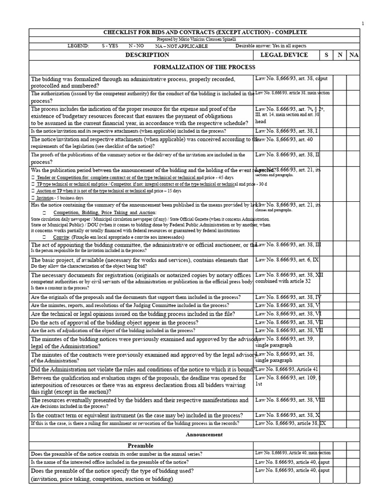 PGR Bidding Checklist | PDF | Payments | Auction