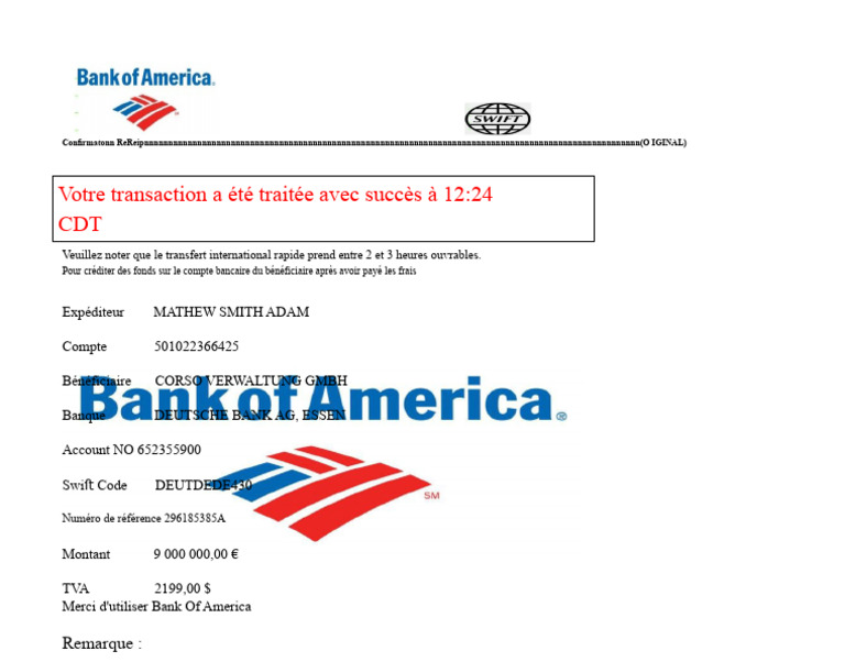Confirmation de transfert bancaire réussi | PDF