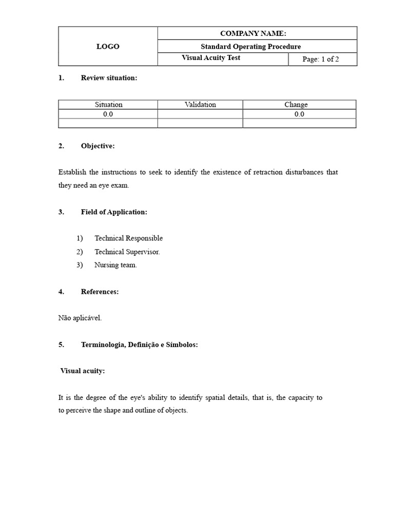 Visual Acuity Test SOP Guide | PDF