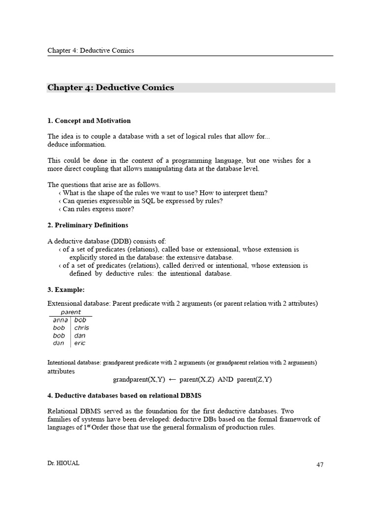 BDA - Chapter4 - The BD - Deductive | PDF | Databases | First Order Logic