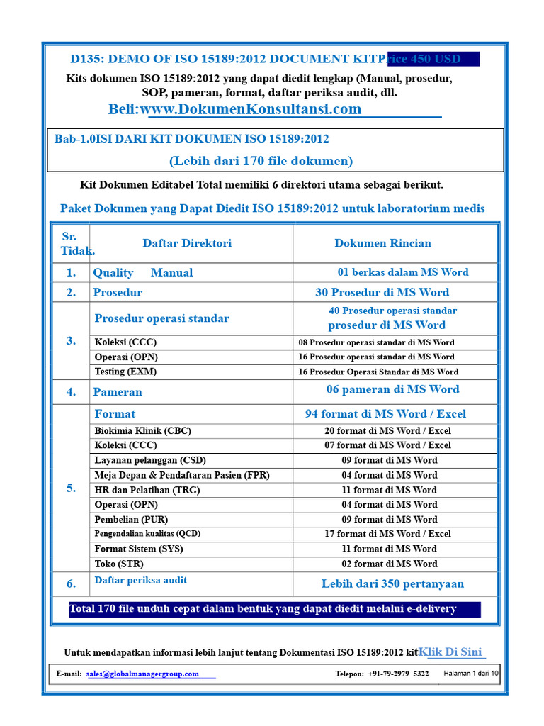 Kit Dokumen ISO 15189:2012 Lengkap | PDF