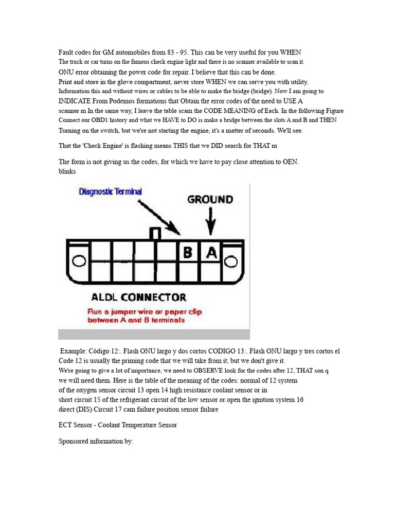 Fault Codes For GM Automobiles From 1983 | PDF | Fuel Injection | Resistor