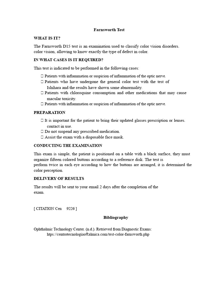 FARNSWORTH TEST.docx | PDF