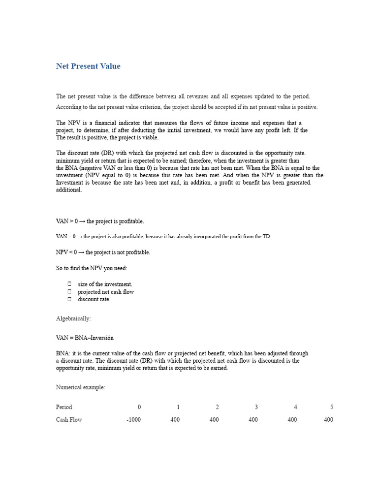 Explanation of NPV and IRR | PDF | Internal Rate Of Return | Net ...
