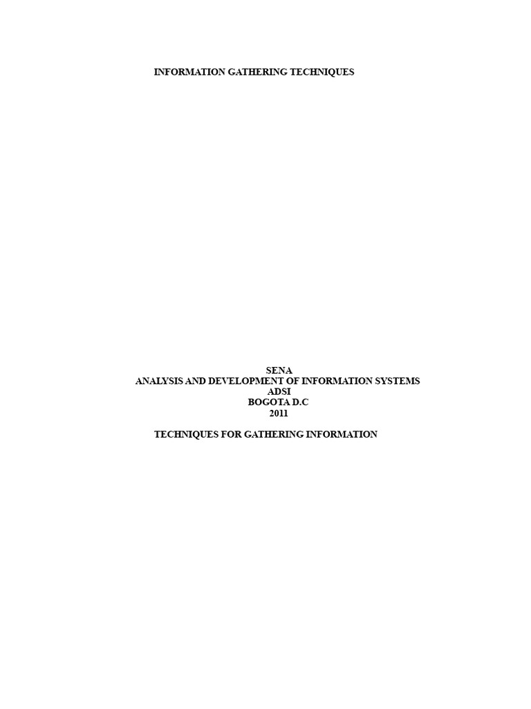 Techniques For Gathering Information .4 | PDF | Questionnaire | Information