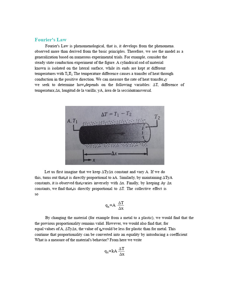 Fourier's Law | PDF | Thermal Conduction | Heat Transfer