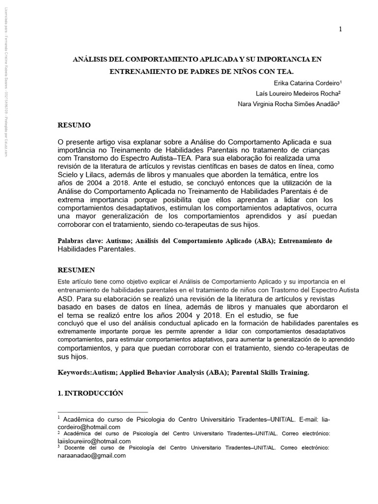 Importancia del ABA en Padres de TEA | PDF | Autismo | Aprendizaje