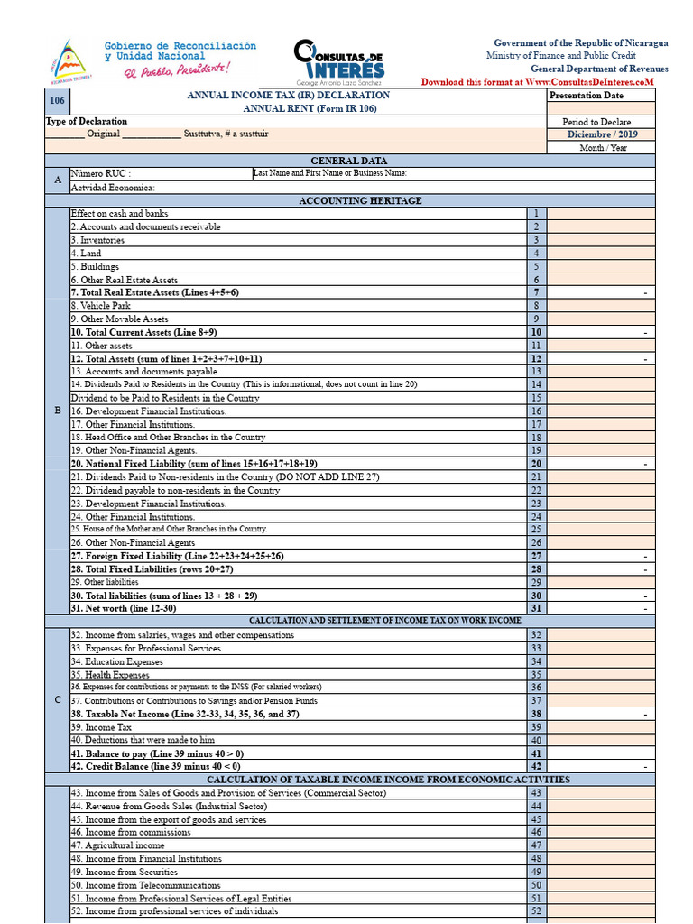 2020-01 Annual IR Declaration Format 2019.xlsx | PDF | Income | Expense