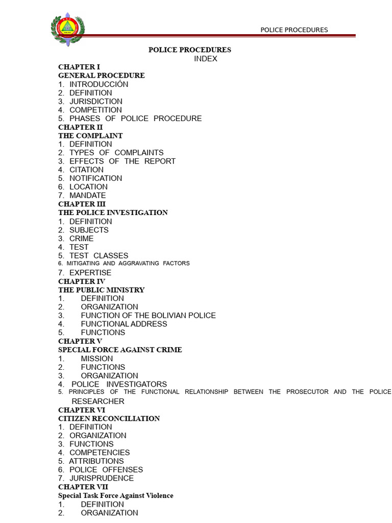 Comprehensive Police Procedures Guide | PDF | Police | Crimes