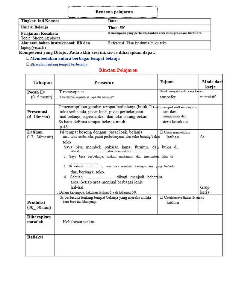1 Unit4 Belanja - Kosakata - Tempat Belanja | PDF