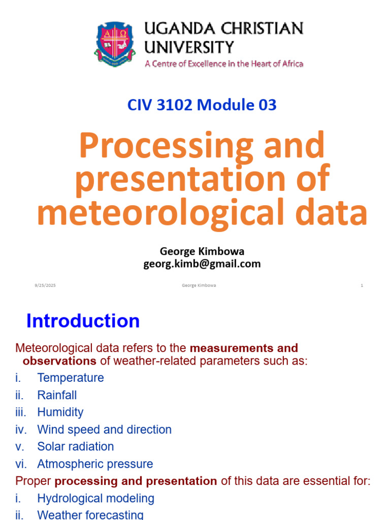Lec 03-Processing and Presentation of Meteorological Data | PDF | Meteorology | Earth Sciences