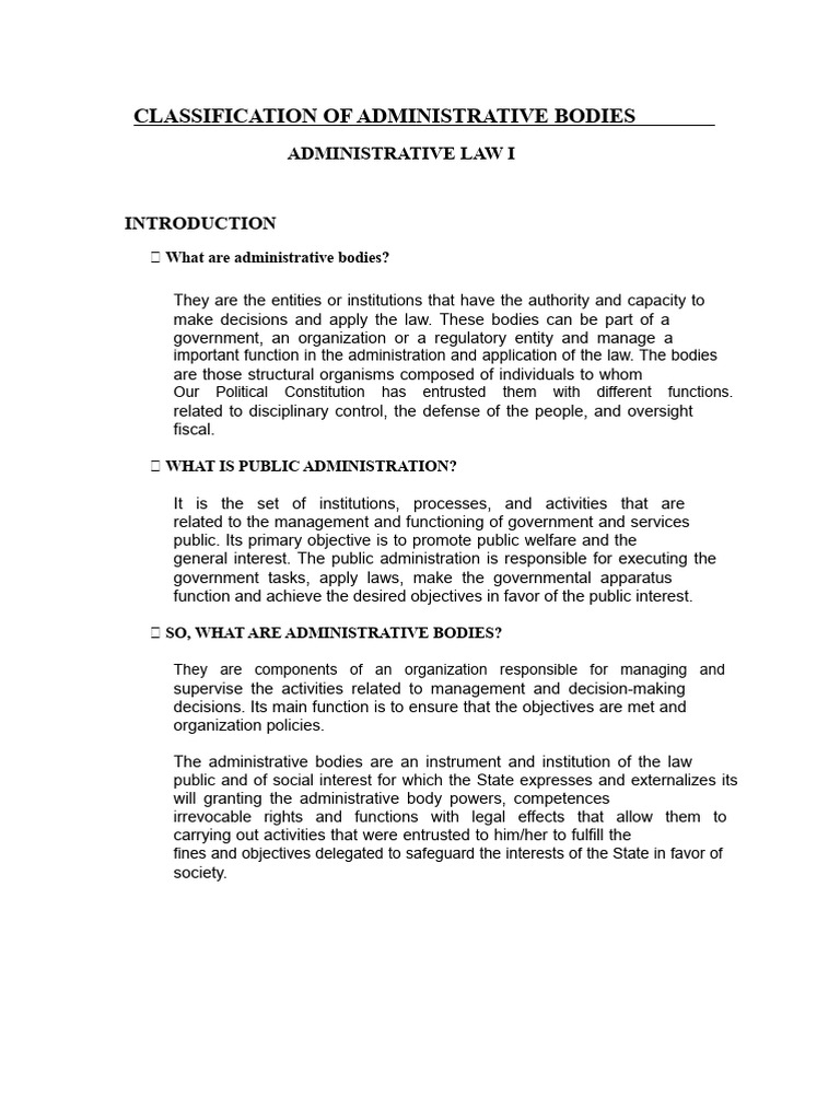 Classification of Administrative Bodies | PDF | Hierarchy | Budget