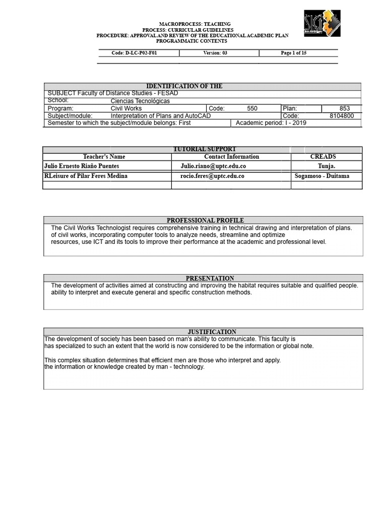 G - TOC - Interpretation - of - Plans - and - AutoCAD. 1 - 2019 | PDF | Technical Drawing ...