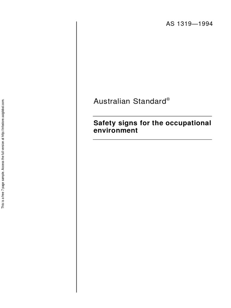 As 1319-1994 Safety Signs For The Occupational Environment | PDF | Business