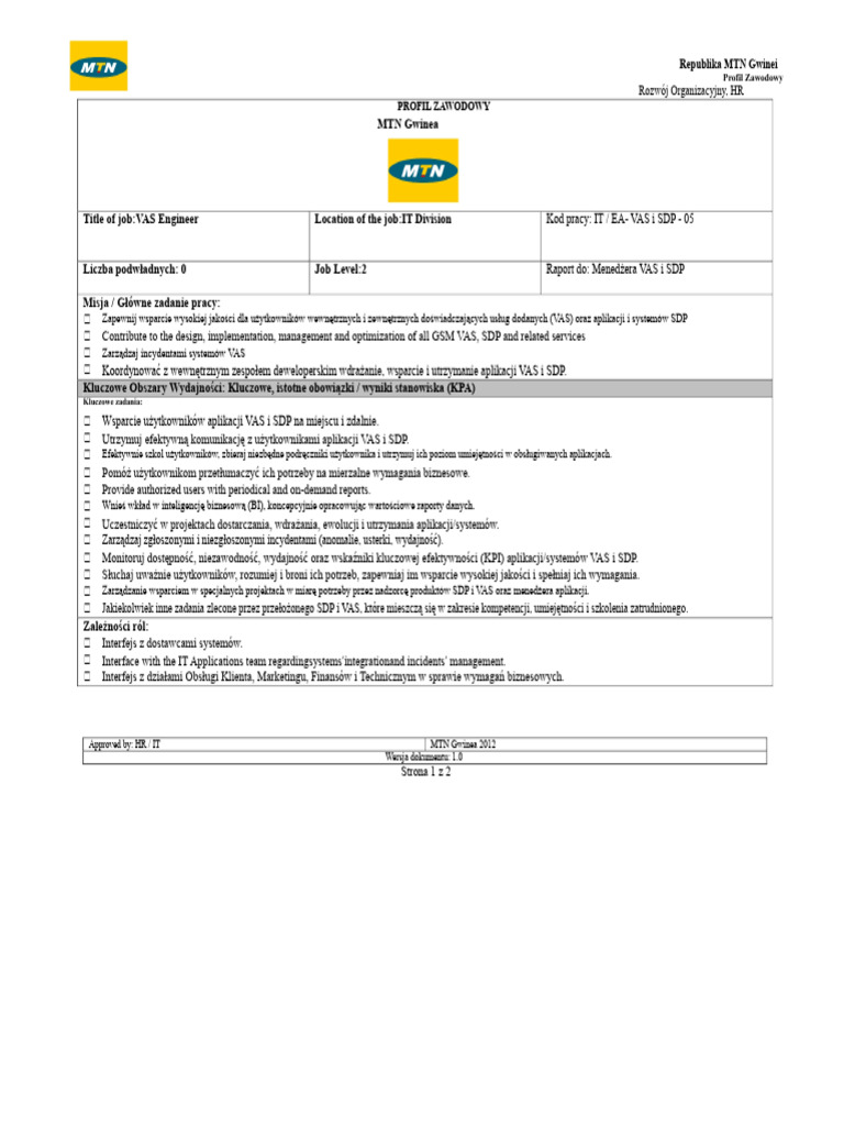 Inżynier VAS | PDF