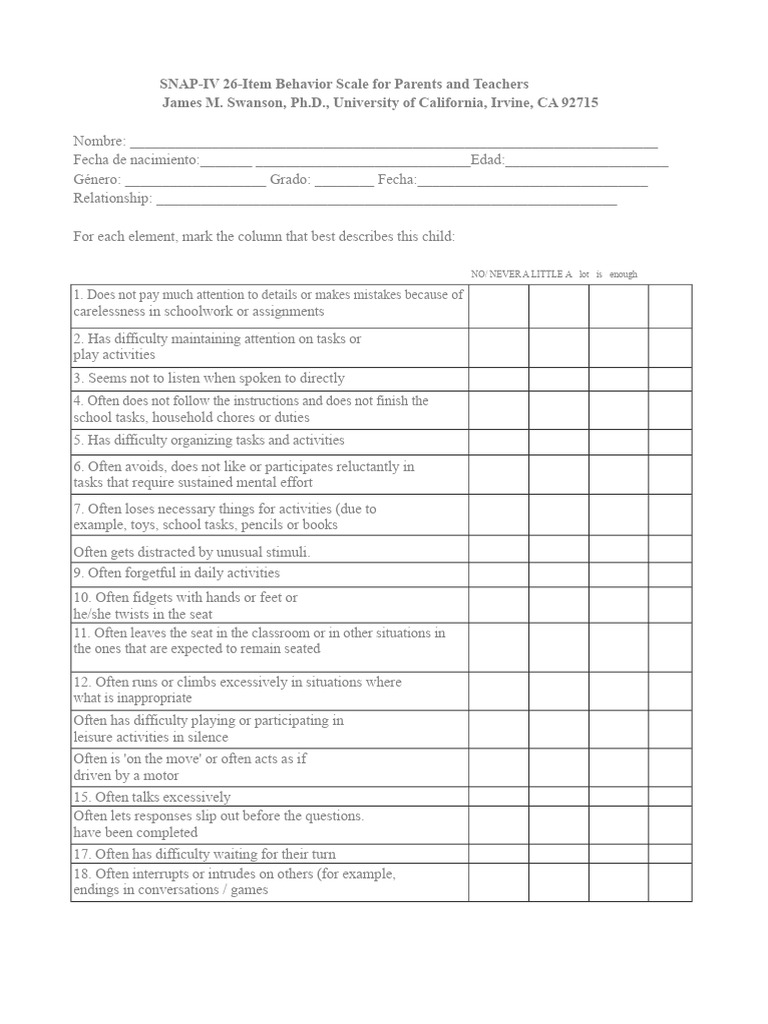 Behavior Scale | PDF